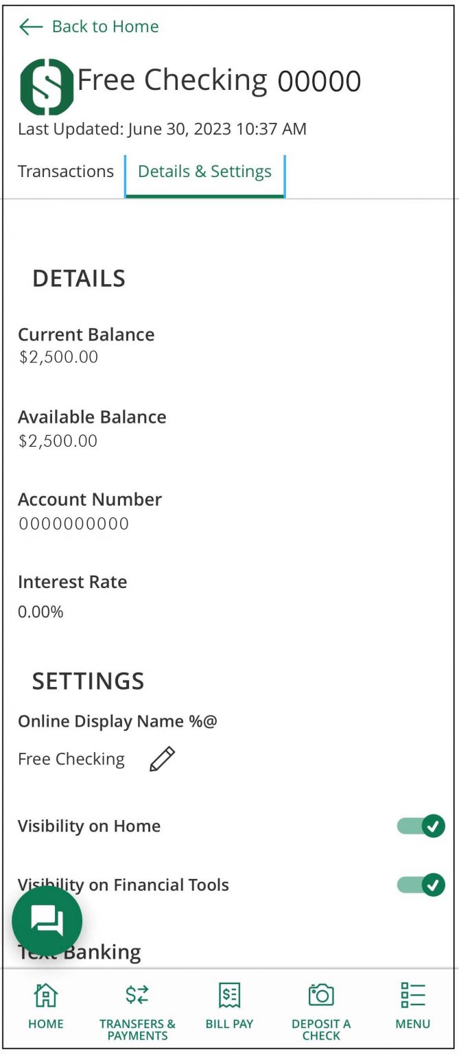 Account Details & Settings